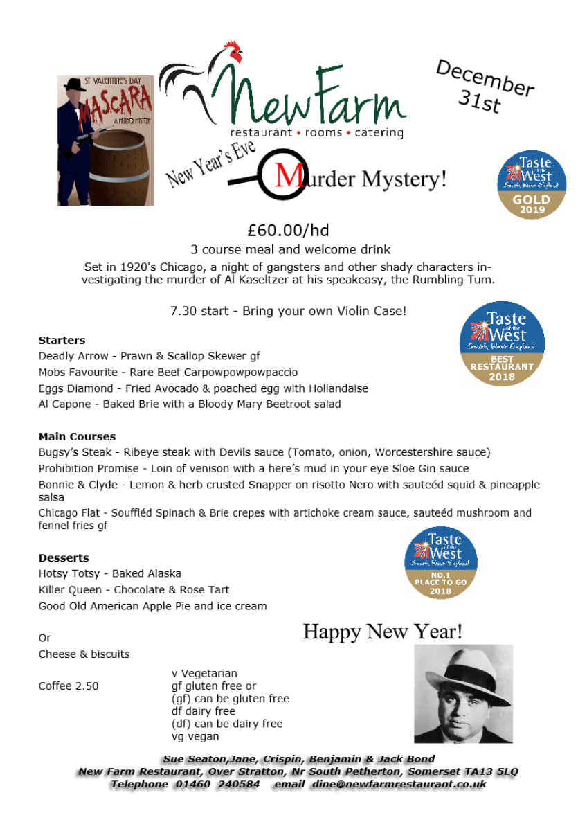 New Farm Restaurant - Menu - Over Stratton, South Petherton, Somerset